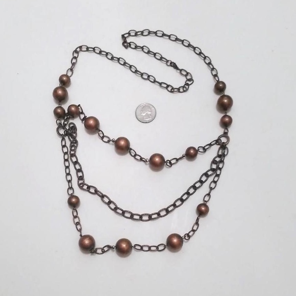 Jewelry | Three Strand Chain Copper Colored Sphere Necklace | Poshmark